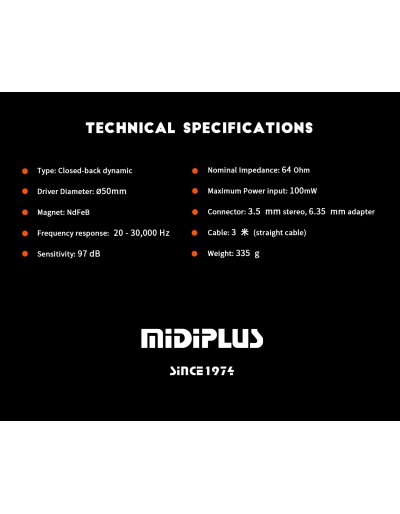 Midiplus HM80 Studio Monitoring Headphones